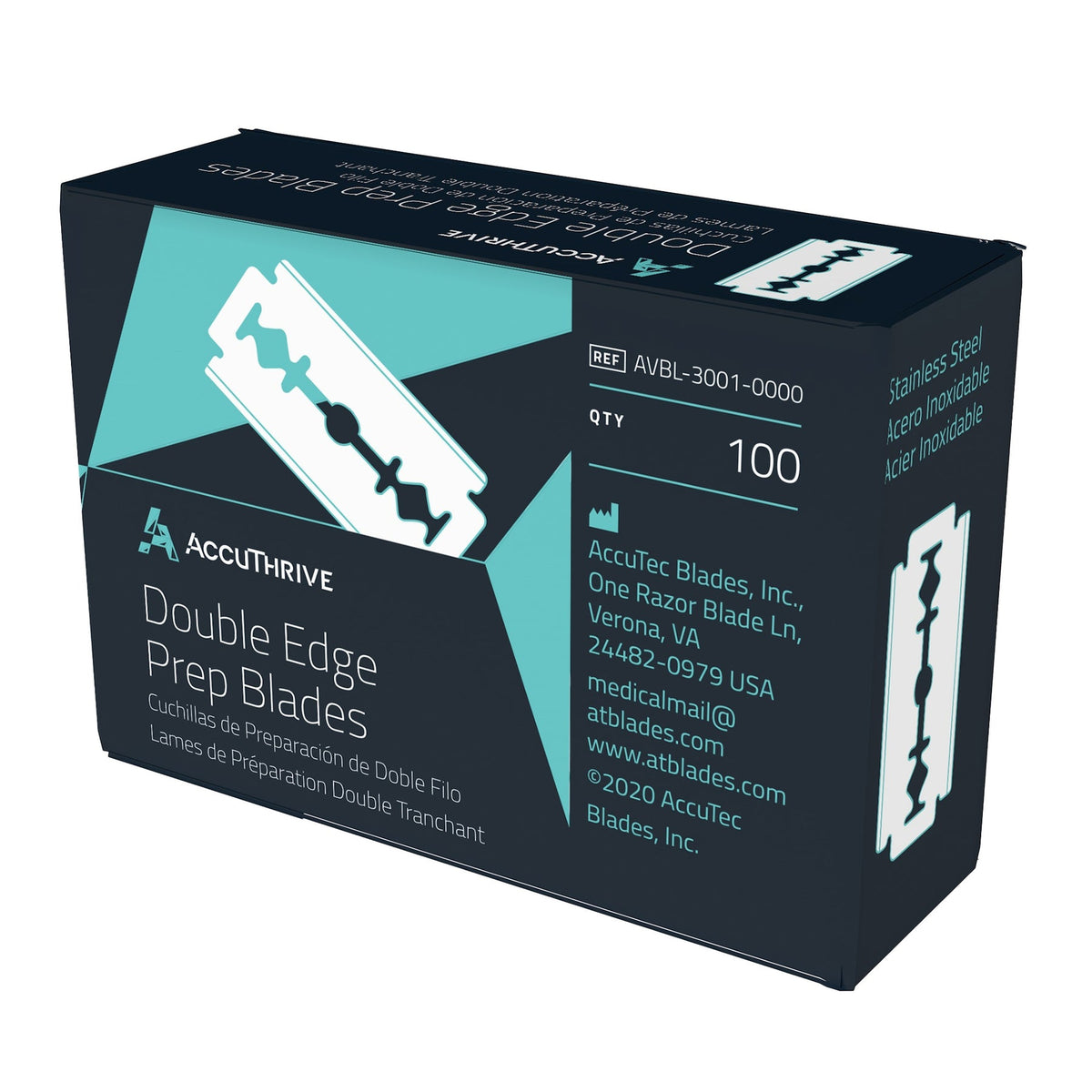 AccuTec Blades Double Edge Prep Blade AccuThrive 3 Facet Edge, Stainle ...