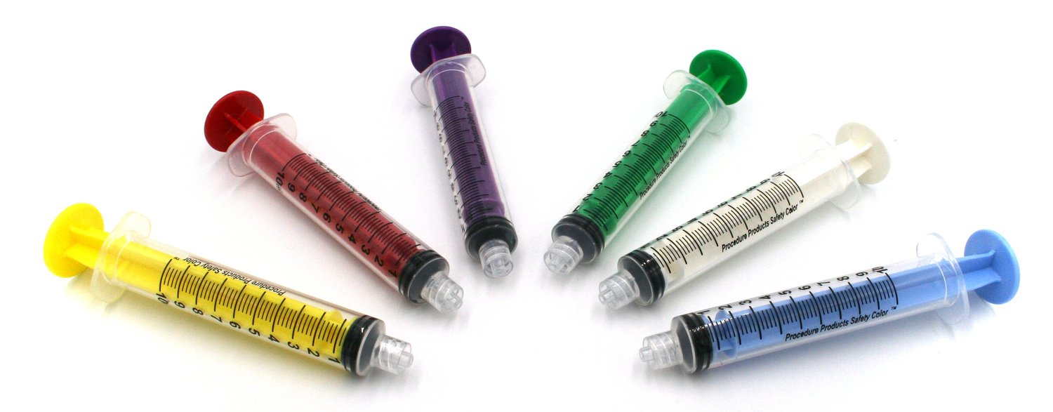 Procedure Products 5CC Standard Color-Coded Syringes - Red Safety Syri ...