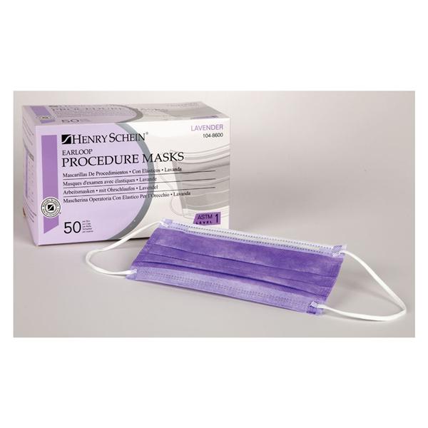 Henry Schein Face Mask Earloop HSI Level 1 Fluid Resistant Lavender 50 ...