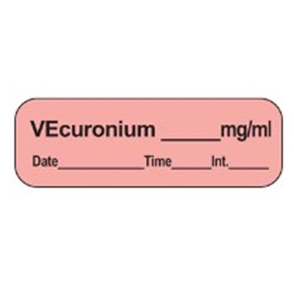 TimeMed a Div of PDC Label Vecuronium Anesthesia 1-1/2x1/2" Permanent ...