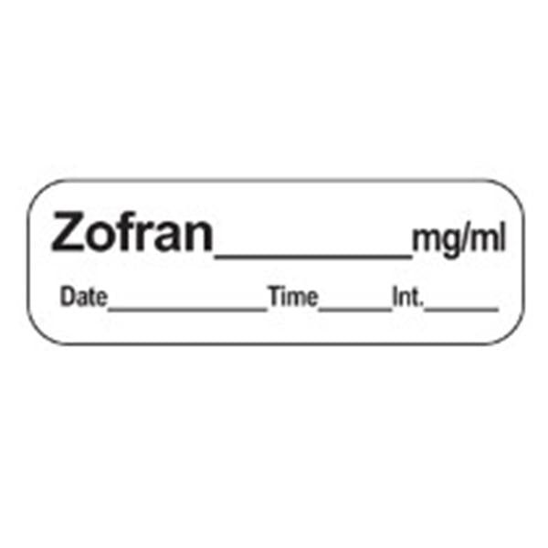 TimeMed a Div of PDC Label Zofran Anesthesia 1-1/2x1/2" Permanent Whit ...