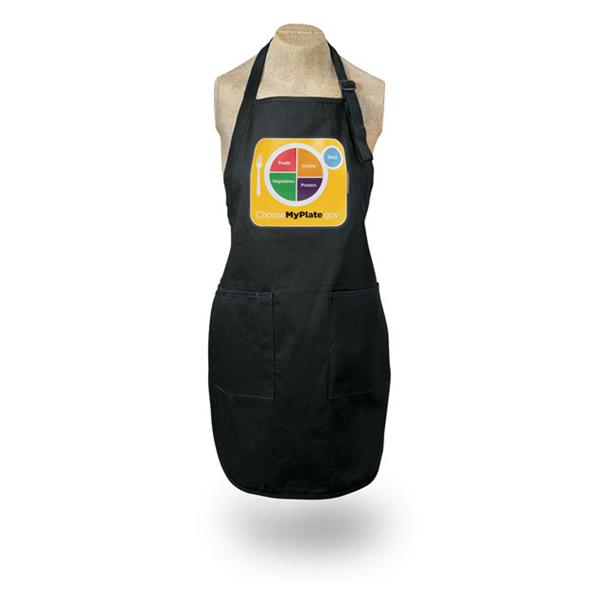 Nasco Company Apron Printed USDA MyPlate Black Ea — Grayline Medical