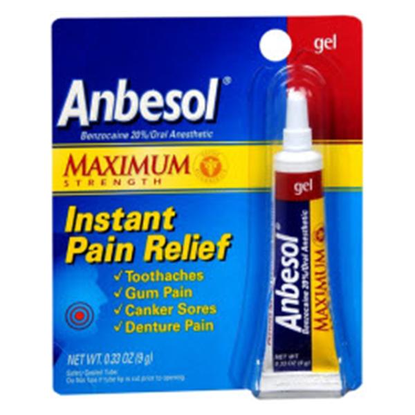 Pfizer Consumer Health Anbesol Anesthetic Maximum Strength 20% Gel Tub ...