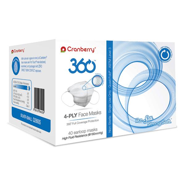 Pro2 Solutions Face Mask Earloop Cranberry 360 Level 3 Fld Rstnt Slvr ...