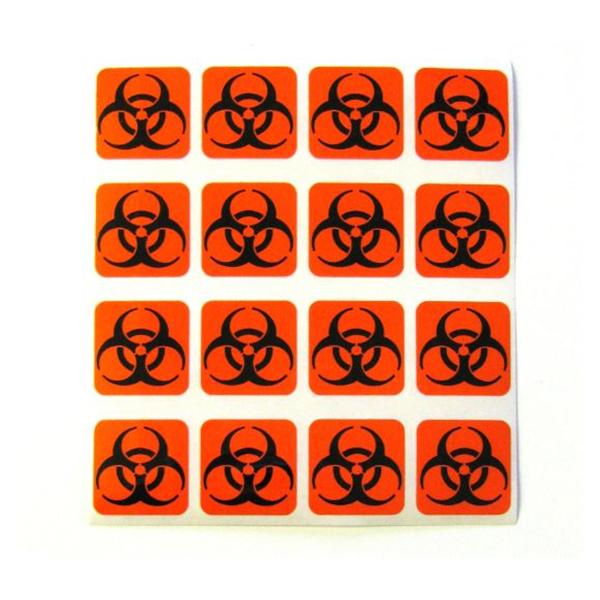 Healthmark Biohazard Labels Autoclavable 1x1 16/Sheet 1 Sheet 1 Sheet ...