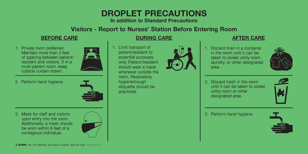 Briggs Droplet Precaution Labels - Droplet Precautions Labels, Fluores ...