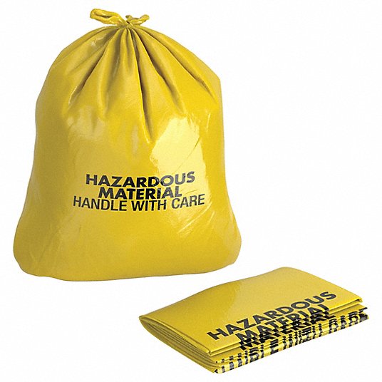 Grainger Yellow Hazardous Waste Bags - 7- to 10-Gal. Yellow Hazardous ...