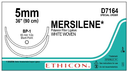 Ethicon Mersilene Sutures - Mersilene Suture, White, Size 5 mm, 1" x 3 ...