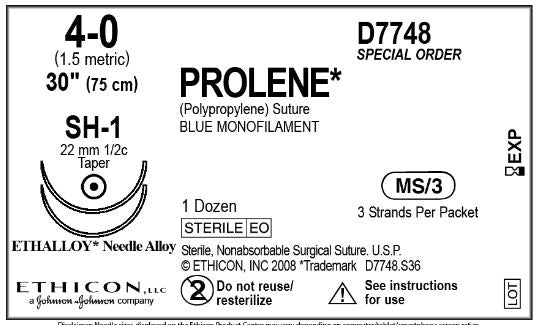 Ethicon Prolene Sutures - Prolene Monofilament Suture, Blue, Size 4-3 ...
