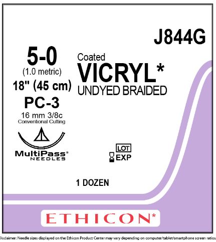 Ethicon Coated Vicryl (polyglactin 910) Suture b - SUTURE, 5/0 18 CTD — Grayline Medical