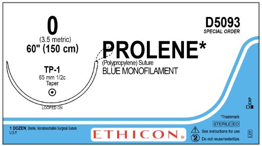 Ethicon Prolene Sutures - Prolene Monofilament Suture, Blue, Size 0, 6 — Grayline Medical