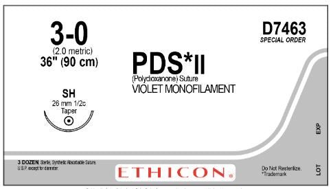 Ethicon PDS-II Sutures - PDS-II Absorbable Suture, Violet Monofilament ...