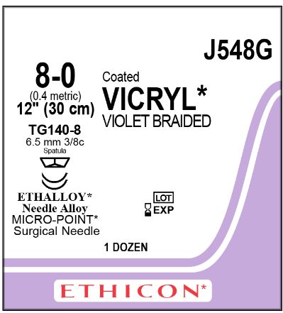 Ethicon Coated Vicryl (polyglactin 910) Suture b - SUTURE, 8/0 12 CTD — Grayline Medical