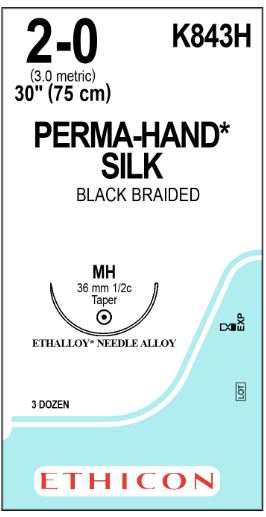 Ethicon Silk Sutures - Perma-Hand Black Braided Silk Suture with 36 mm ...