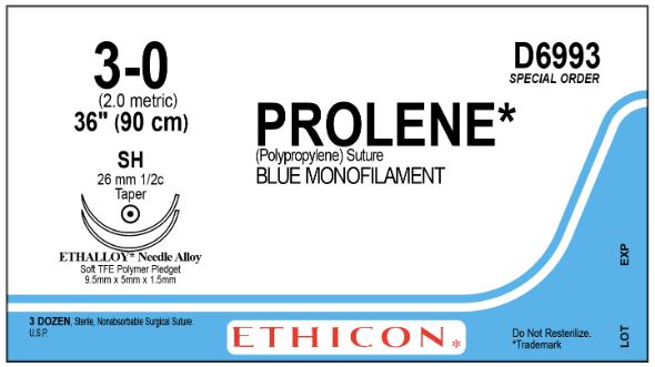 Ethicon Prolene Blue Needled Sutures - 1 x 36" Prolene Blue Double-Arm — Grayline Medical