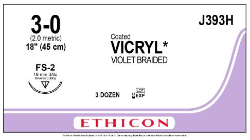Ethicon Coated Vicryl (polyglactin 910) Suture b - SUTURE, 3/0 18 VIC — Grayline Medical