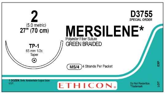 Ethicon MERSILENE Green Braided Nonabsorbable Sutures - MERSILINE Gree ...