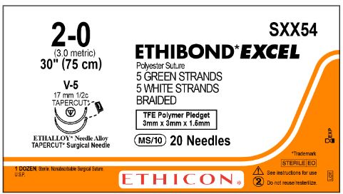 Ethicon Ethibond-Excel Sutures - SUTURE, ETHIBND-EXCEL, G / W, 2/0, 10 ...