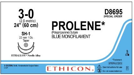 Ethicon Prolene Polypropylene Sutures - Prolene Polypropylene Suture, — Grayline Medical