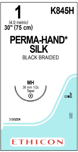 Ethicon Silk Sutures - Perma-Hand Black Braided Silk Suture with 36 mm ...