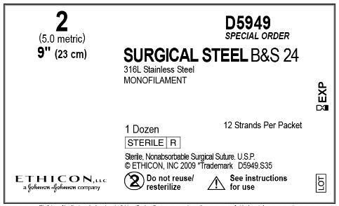 Ethicon Reverse Cutting Stainless Steel Non-Absorbable Sutures - SUTUR ...