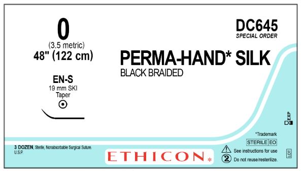 Ethicon Silk Sutures - Perma-Hand Black Braided Silk Suture with 19 mm ...