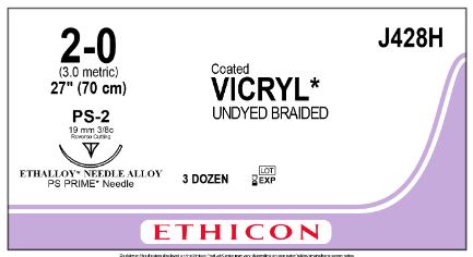 Ethicon Coated Vicryl (polyglactin 910) Suture b - SUTURE, VICRYL, 2-0 — Grayline Medical