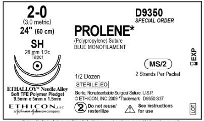 Ethicon Prolene Polypropylene Blue Mono Sutures - Prolene Suture, Blue ...