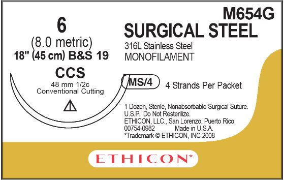 Ethicon Surgical Stainless Steel Sutures - SUTURE, SURGICAL, MONO, B&S ...