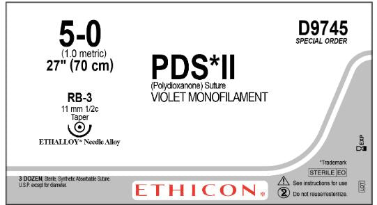 Ethicon PDS II Violet Sutures - SUTURE, 5-0, 27", PDS II, VIO, MONO, S ...