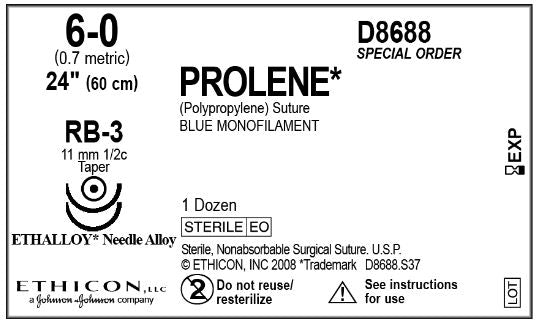 Ethicon Prolene Sutures - Prolene Monofilament Suture, Blue, Size 6-0 ...