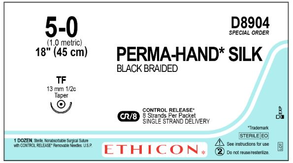 Ethicon Silk Sutures - Perma-Hand Black Braided Silk Suture with 13 mm ...