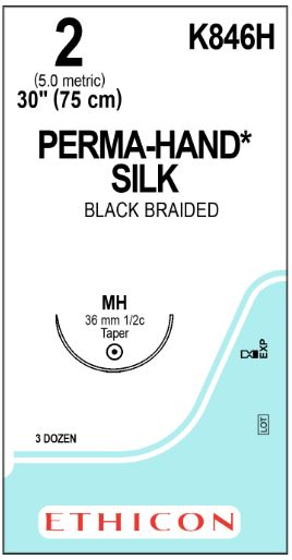 Ethicon Silk Sutures - Perma-Hand Black Braided Silk Suture with 36 mm ...