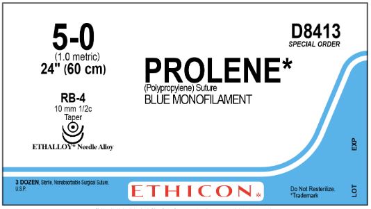 Ethicon Prolene Sutures - Prolene Monofilament Suture, Blue, Size 5-0 ...