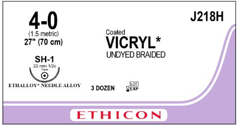 Ethicon Coated Vicryl Undyed Sutures - SUTURE, 4/0 27 CTD VIC UND BR S ...