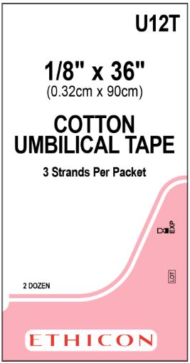 Ethicon Umbilical Tapes - Umbilical Tape, Cotton, 3-Strand, 1/8 x 36 ...