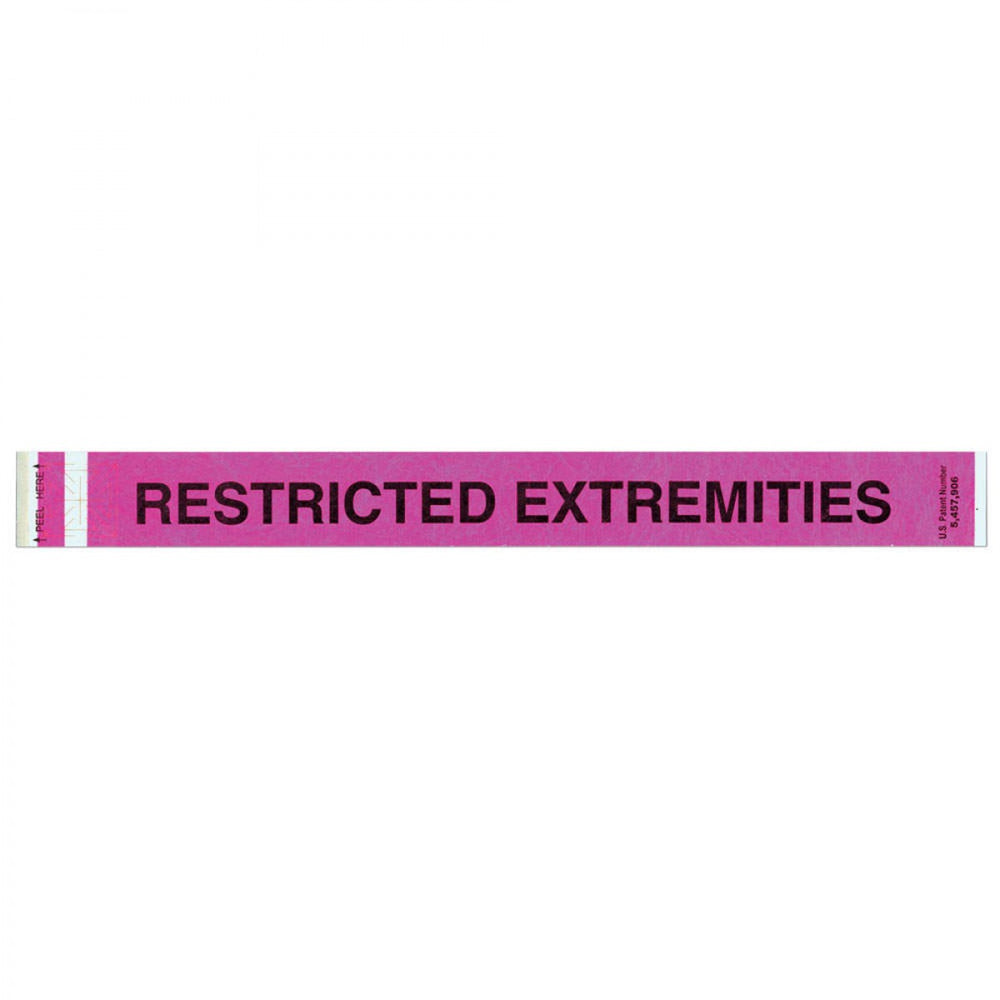 Short Stay Alert Bands Tyvek "Restricted Extremity" Pre-Printed, State ...