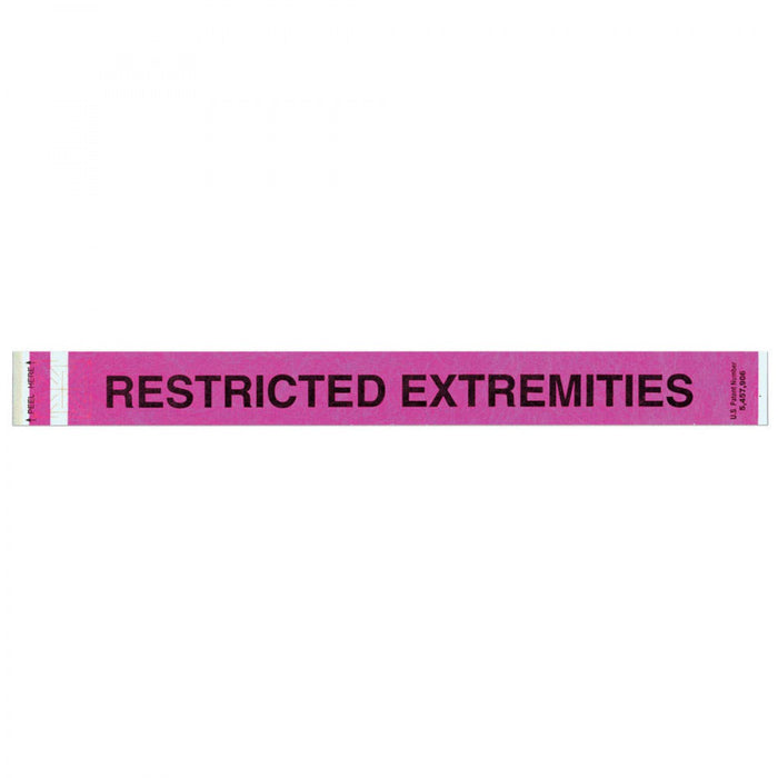 Short Stay Alert Bands Tyvek "Restricted Extremity" Pre-Printed, State ...