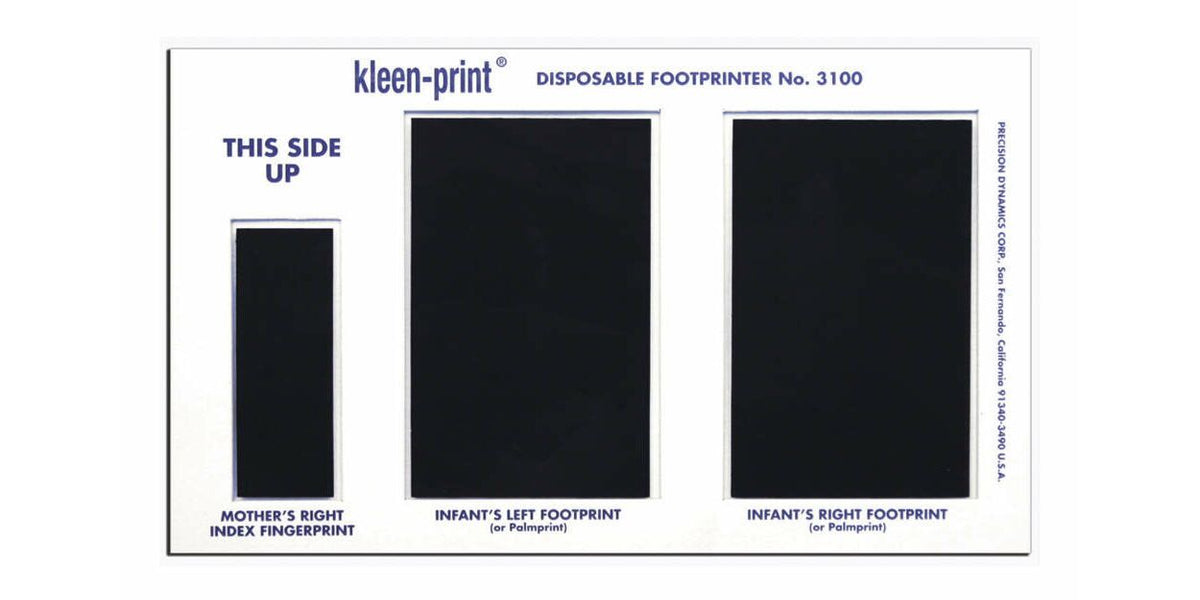 PDC Kleen-Print® Disposable Footprinter 2 Foot Pads (newborn), 1 Finge ...