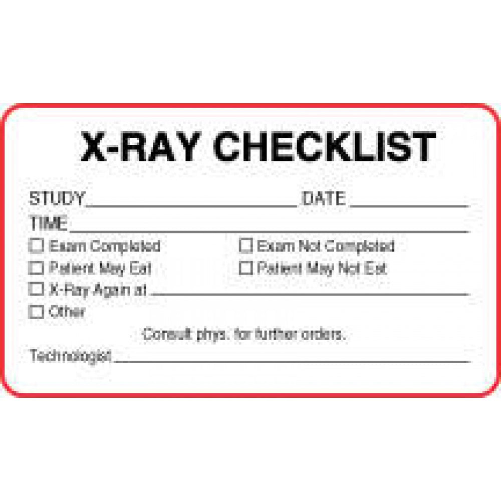 Label Paper Permanent X-Ray Checklist 3" X 1 3/4" White With Red 500 P ...