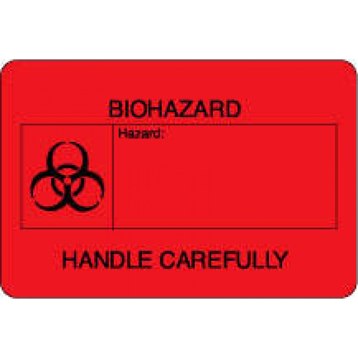 Hazard Label (Paper, Permanent) Biohazardhazard: 3" X 2" Fluorescent R ...