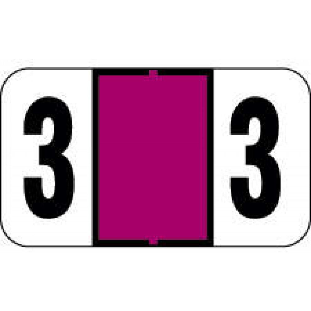 Jeter Compatible 7300 Color Code Label Numeric "3" 1 5/8" X 15/16" Pur ...