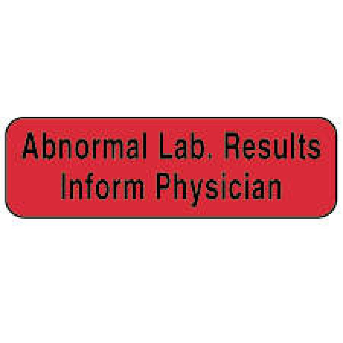 Lab Communication Label (Paper, Permanent) Abnormal Lab. 1 1/4" X 3/8 ...