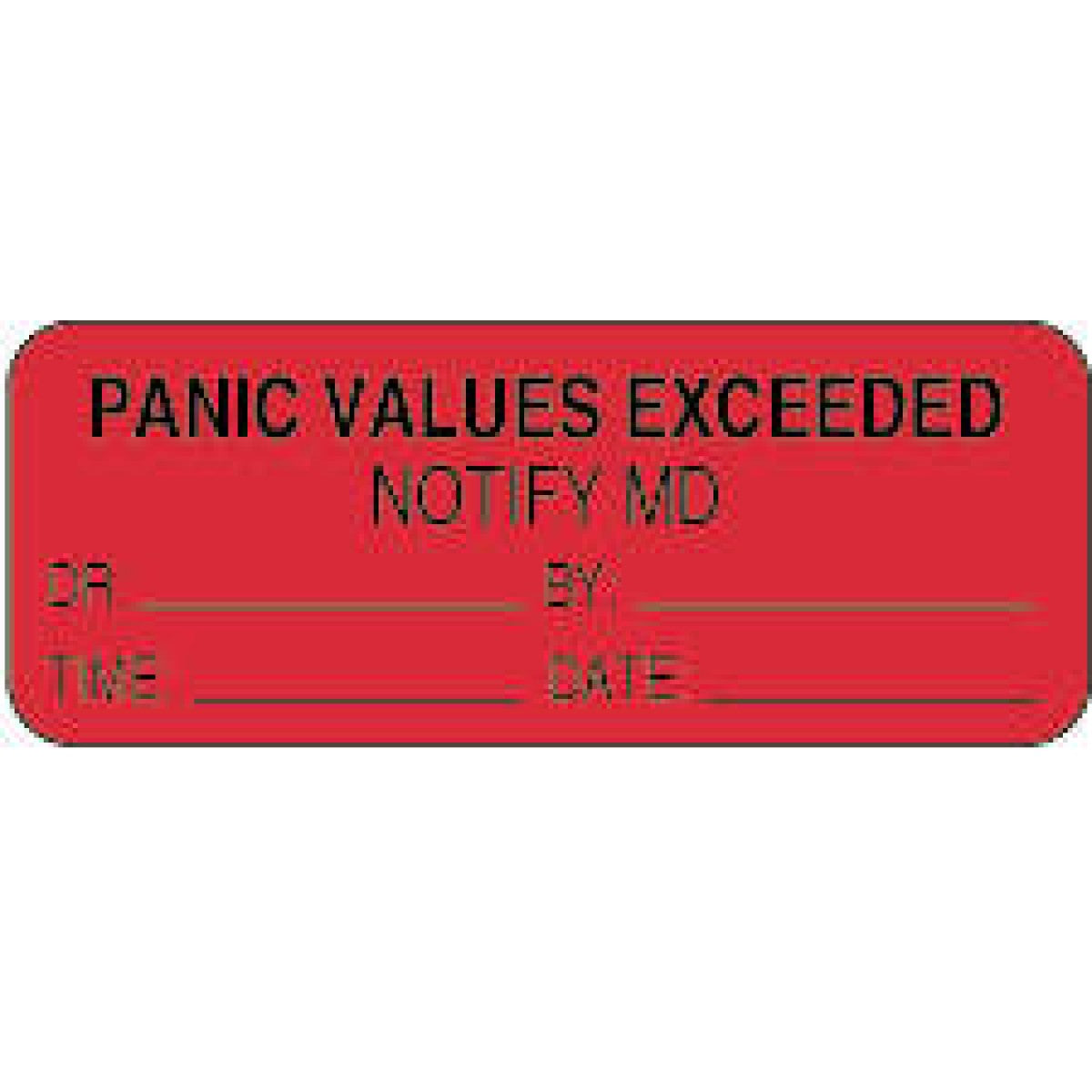 Lab Communication Label (Paper, Permanent) Panic Values 2 1/4" X 7/8 ...