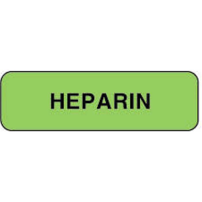 Anesthesia Label (Paper, Permanent) Heparin 1 1/4" X 3/8" Fluorescent ...