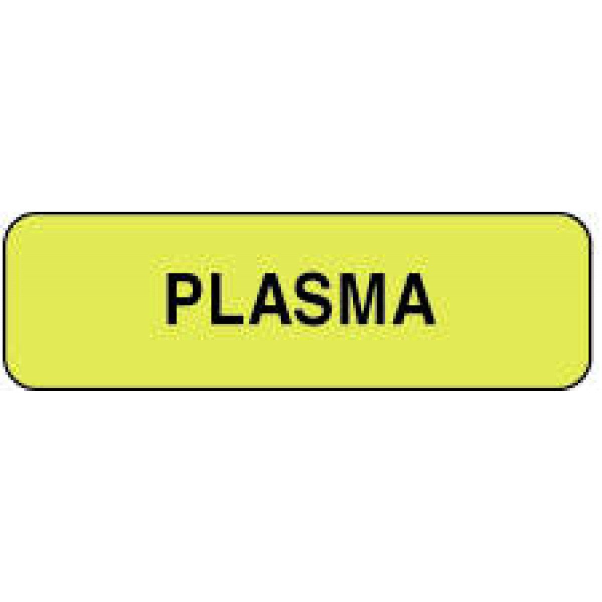 Lab Communication Label (Paper, Permanent) Plasma 1 1/4" X 3/8" Fluore ...