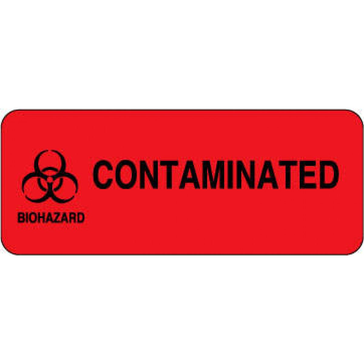 Hazard Label (Paper, Permanent) Biohazard 5" X 2" Fluorescent Red - 25 ...