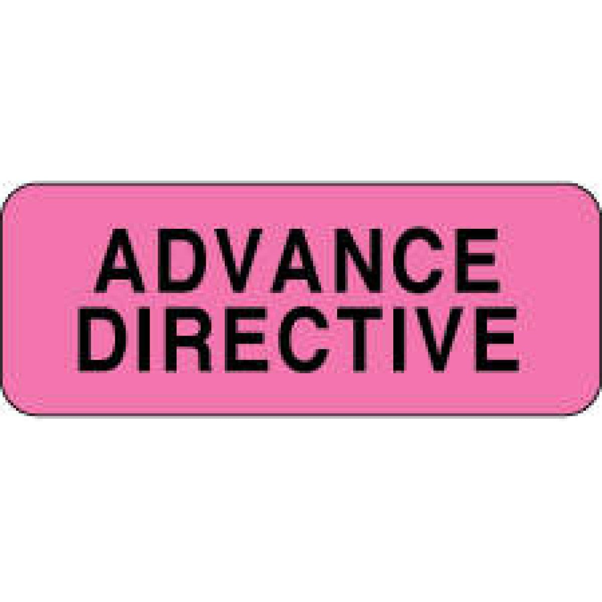 Label Paper Permanent Advance Directive 2 1/4" X 7/8" Fl. Pink 1000 Pe ...