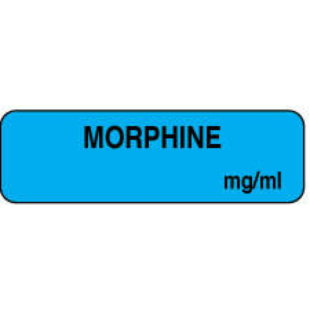 Anesthesia Label (Paper, Permanent) Morphine Mg/Ml 1 1/4" X 3/8" Blue ...
