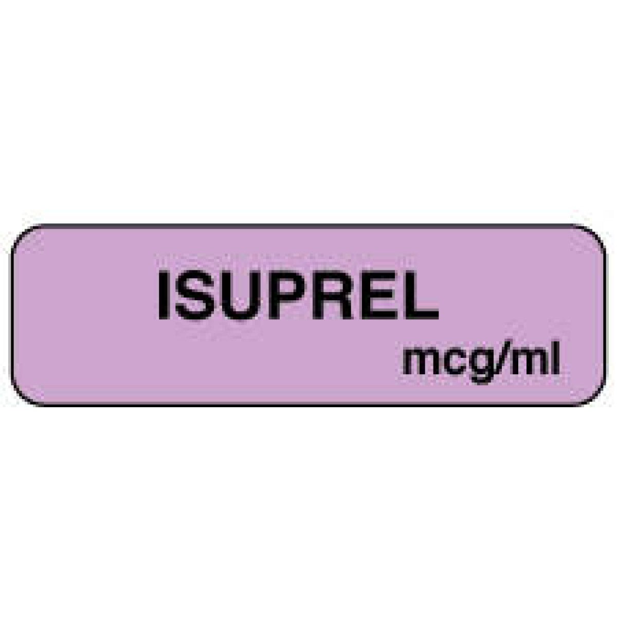 Anesthesia Label (Paper, Permanent) Isuprel Mcg/Ml 1 1/4" X 3/8" Lilac ...